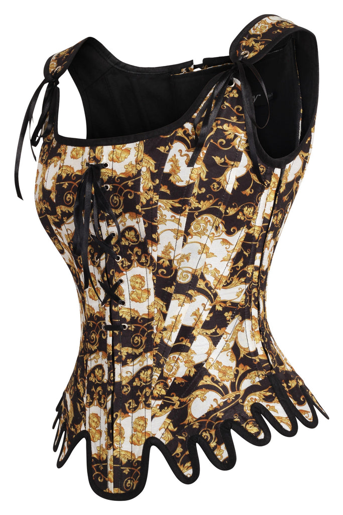 Historically Inspired Black and Gold Corset with Roman-Italian Style P